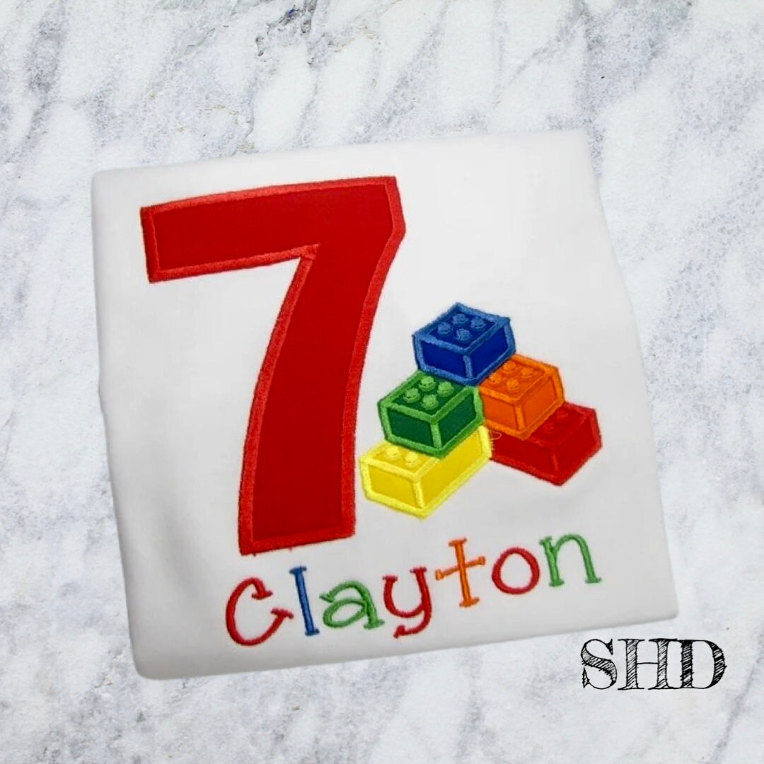 Building Block Birthday Shirt, Birthday Building Blocks Shirt, Boys ...