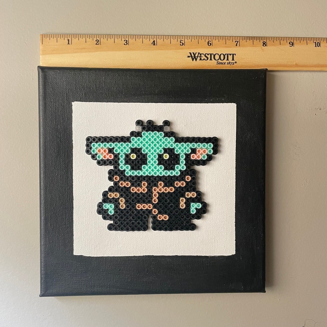 Grogu baby Yoda Perler Bead Portrait 8-bit Fuse Bead Pixel Art Wall ...