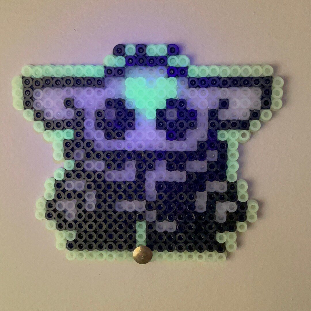 Glow-in-the-dark Grogu (baby Yoda) | Perler Bead Sprite | 8-bit Fuse ...
