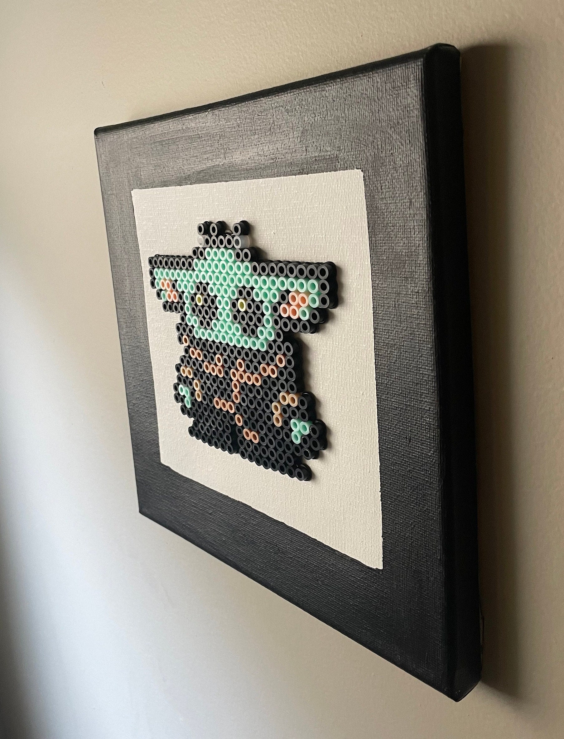 Grogu baby Yoda Perler Bead Portrait 8-bit Fuse Bead Pixel Art Wall ...