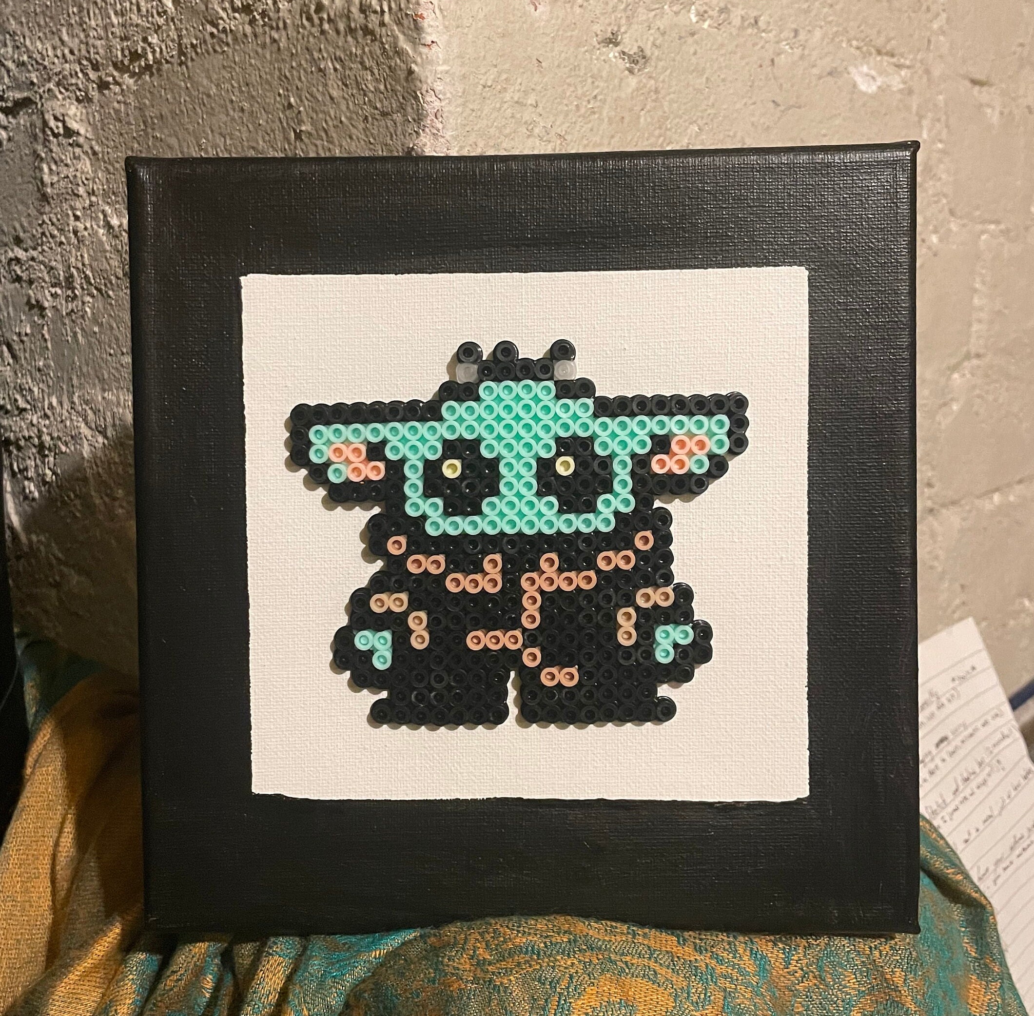 Grogu baby Yoda Perler Bead Portrait 8-bit Fuse Bead Pixel Art Wall ...