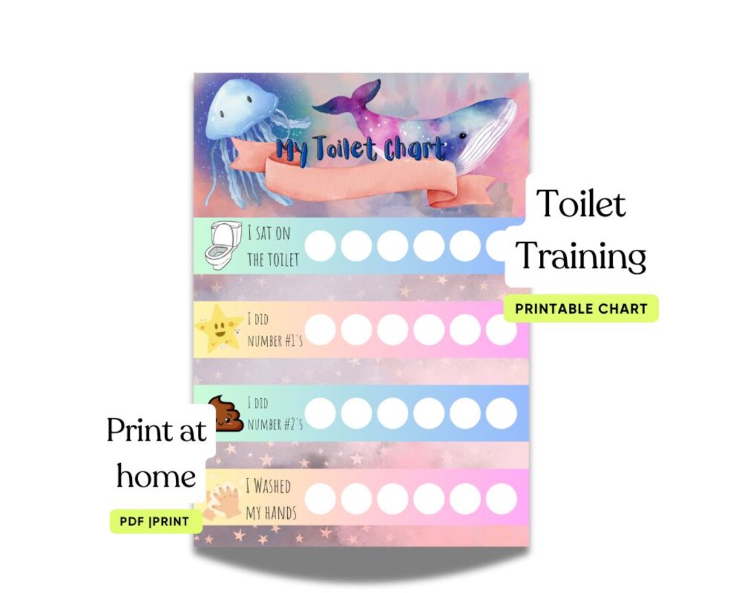 Toilet Training Sticker Chart A4 Download PDF Kids Ocean Animal Print ...