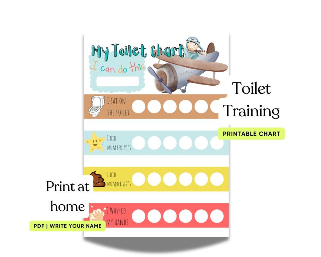 Toilet Training Chart PDF | A4 Printable Reward Poster With Blue ...
