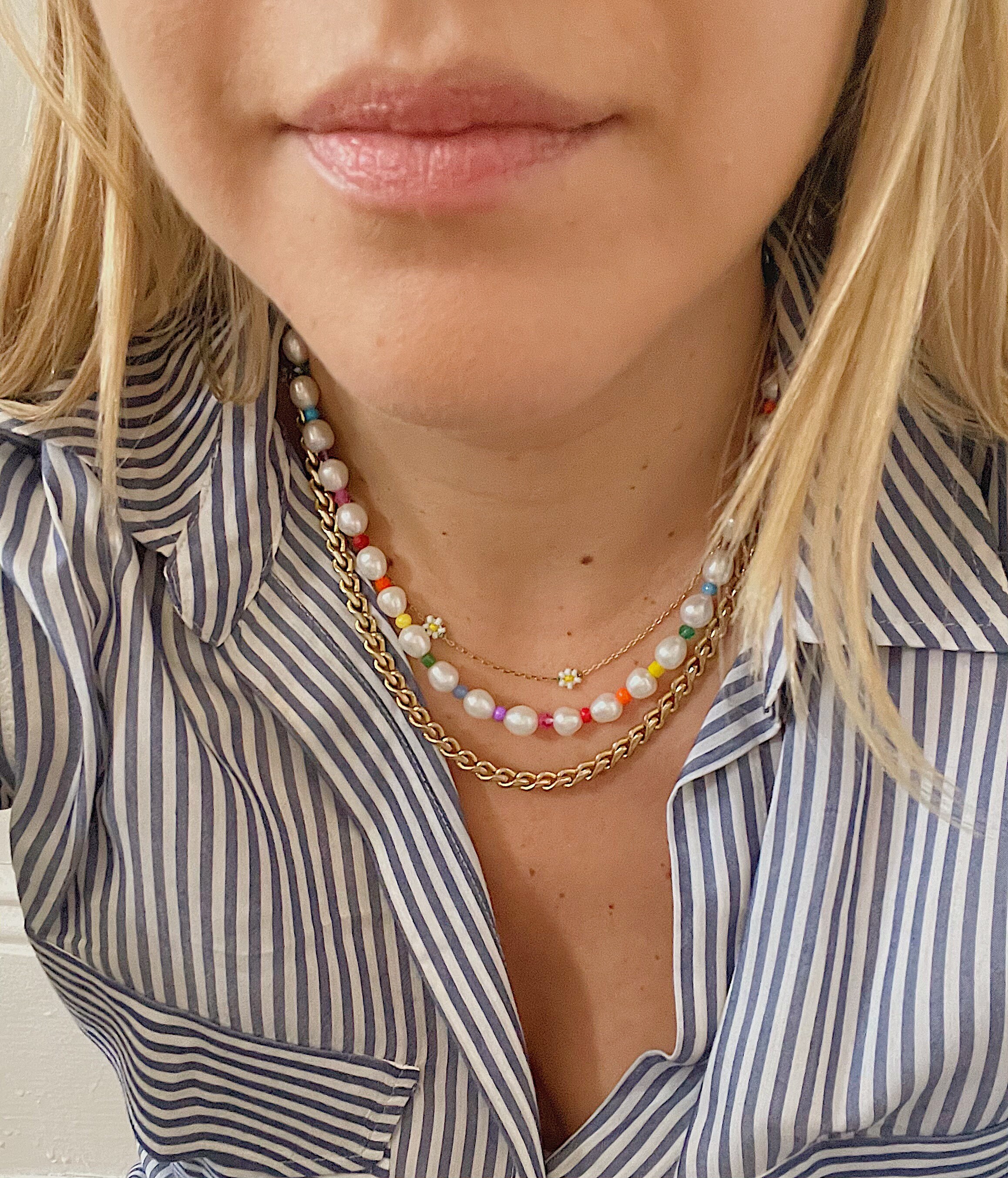 Freshwater Pearl Necklace with Colorful Rainbow Beads Rainbow | Etsy