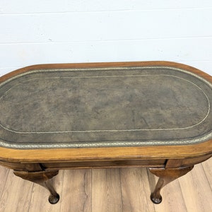 Vintage Oval Green Leather Top Table - Etsy