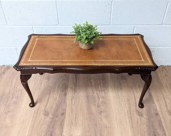 Vintage Leather Top Coffee Table - Etsy UK