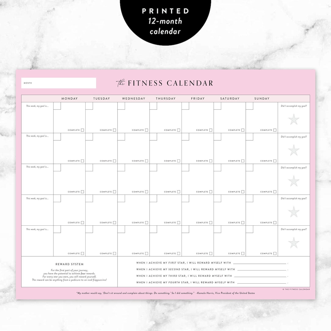 The Fitness Calendar - IMPRESO - Calendario de 12 meses - Planificador ...