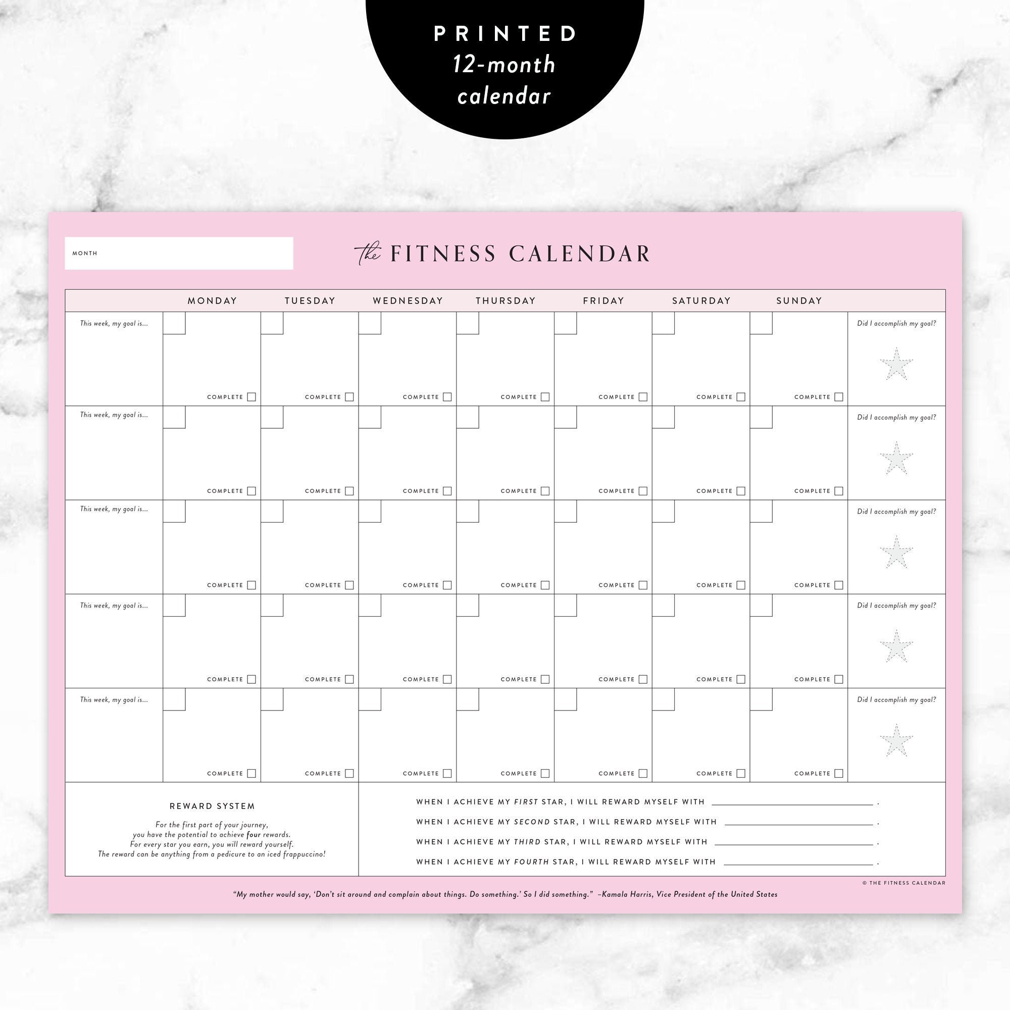 The Fitness Calendar - IMPRESO - Calendario de 12 meses - Planificador ...