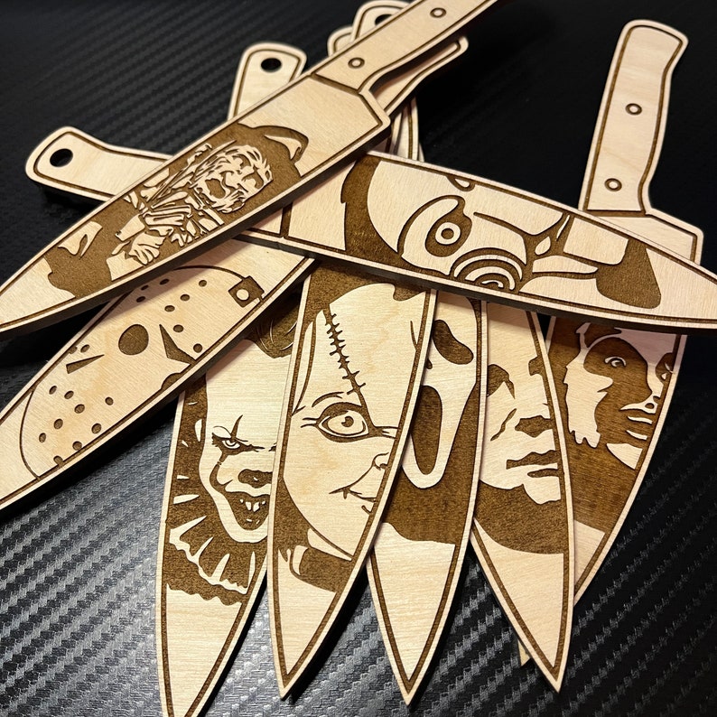 Horror Icon Portrait Wooden Knife Replica: Halloween Decor Gifts - Etsy