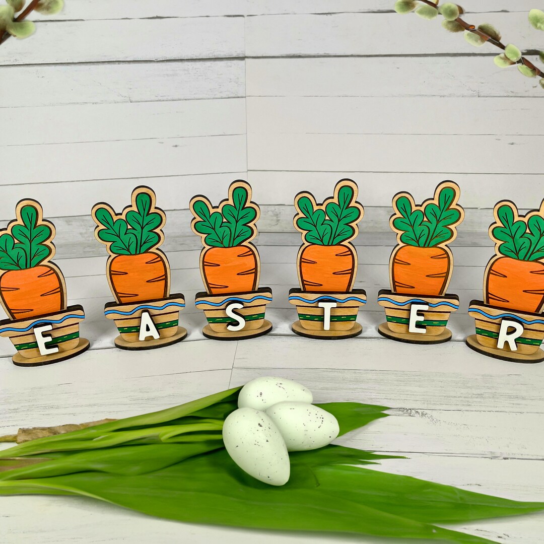 Easter Carrot Stand Signs: Tiered Tray Decor, Table Top Art Gifts - Etsy