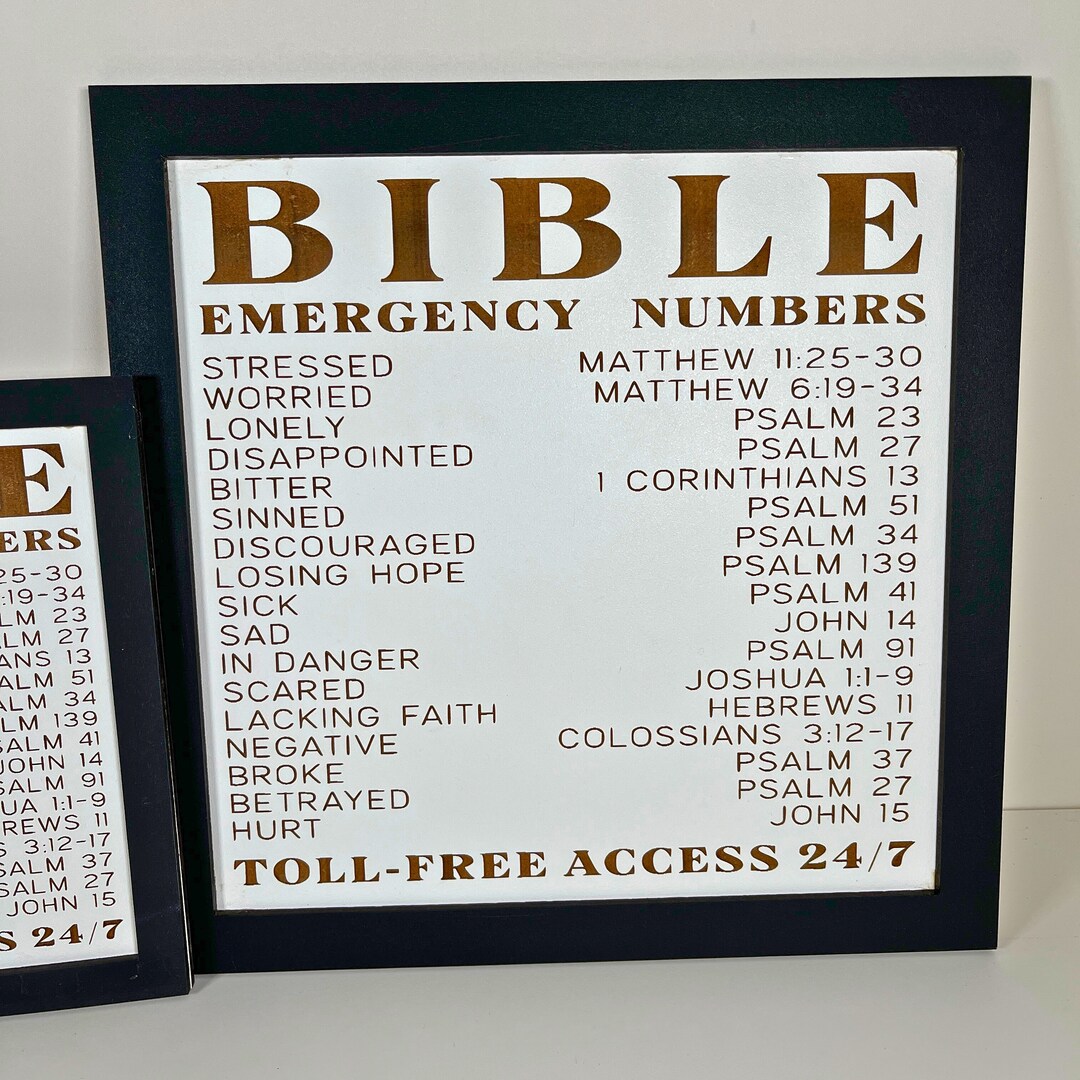 Bible Emergency Numbers, Scripture Wall Art, Christian Decor, Bible ...