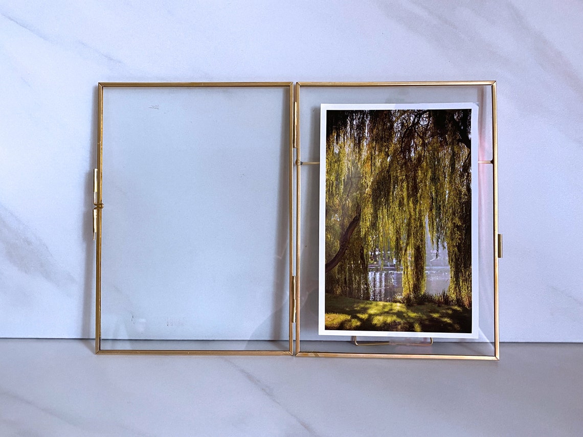 Vertical Tabletop Boho Glass Floating Picture Frame 3x5 - Etsy