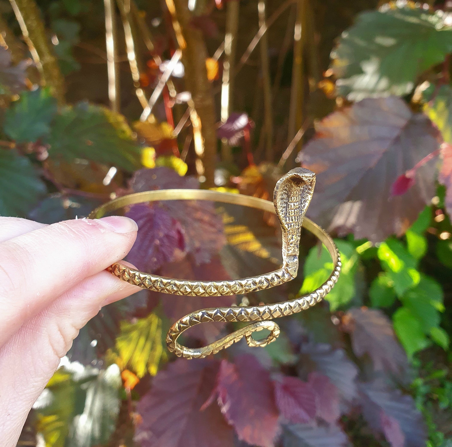 Snake Arm Bracelet Brass, Snake Head Armlet Gold Tone Brass, Bohemian ...
