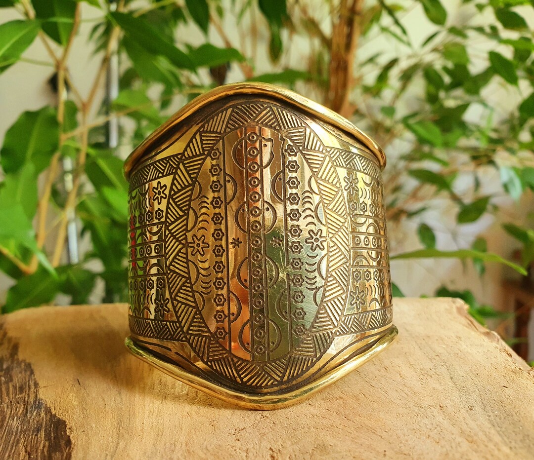Aztec Brass Cuff Bracelet / Tribal / Inca / Mens / Unisex / Boho ...