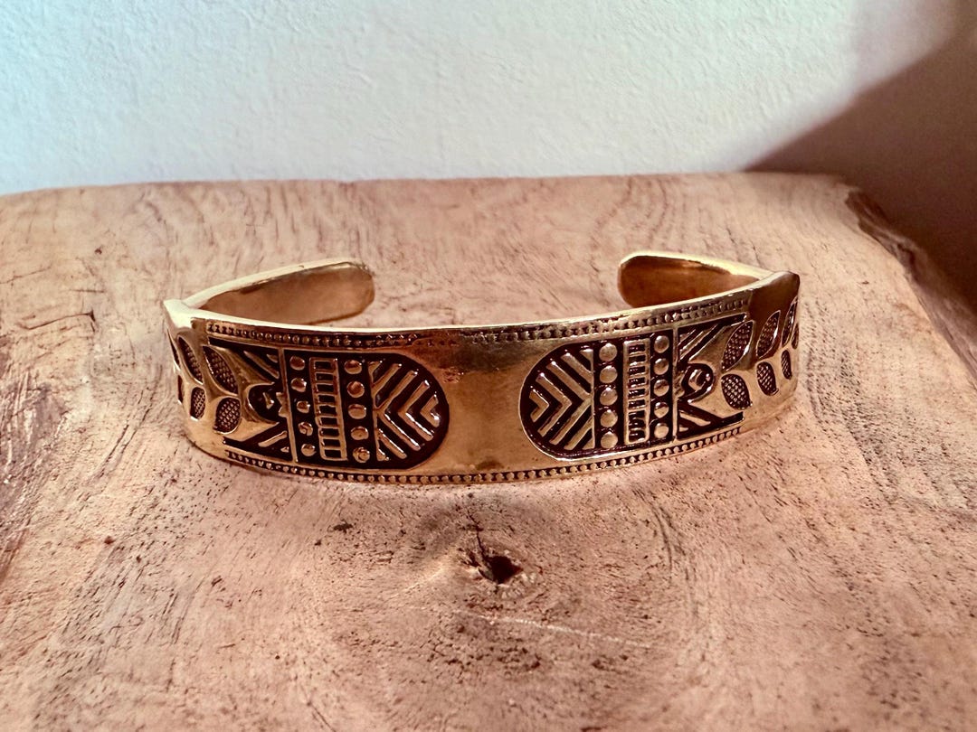 Brass Bracelet Tribal Symbols Native Markings / Bangle / Cuff / Unisex ...