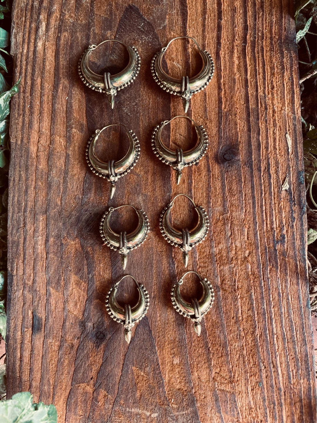 Tribal Chunky Gold Hoops / Brass / Ethnic / Boho / Unisex / Mens ...
