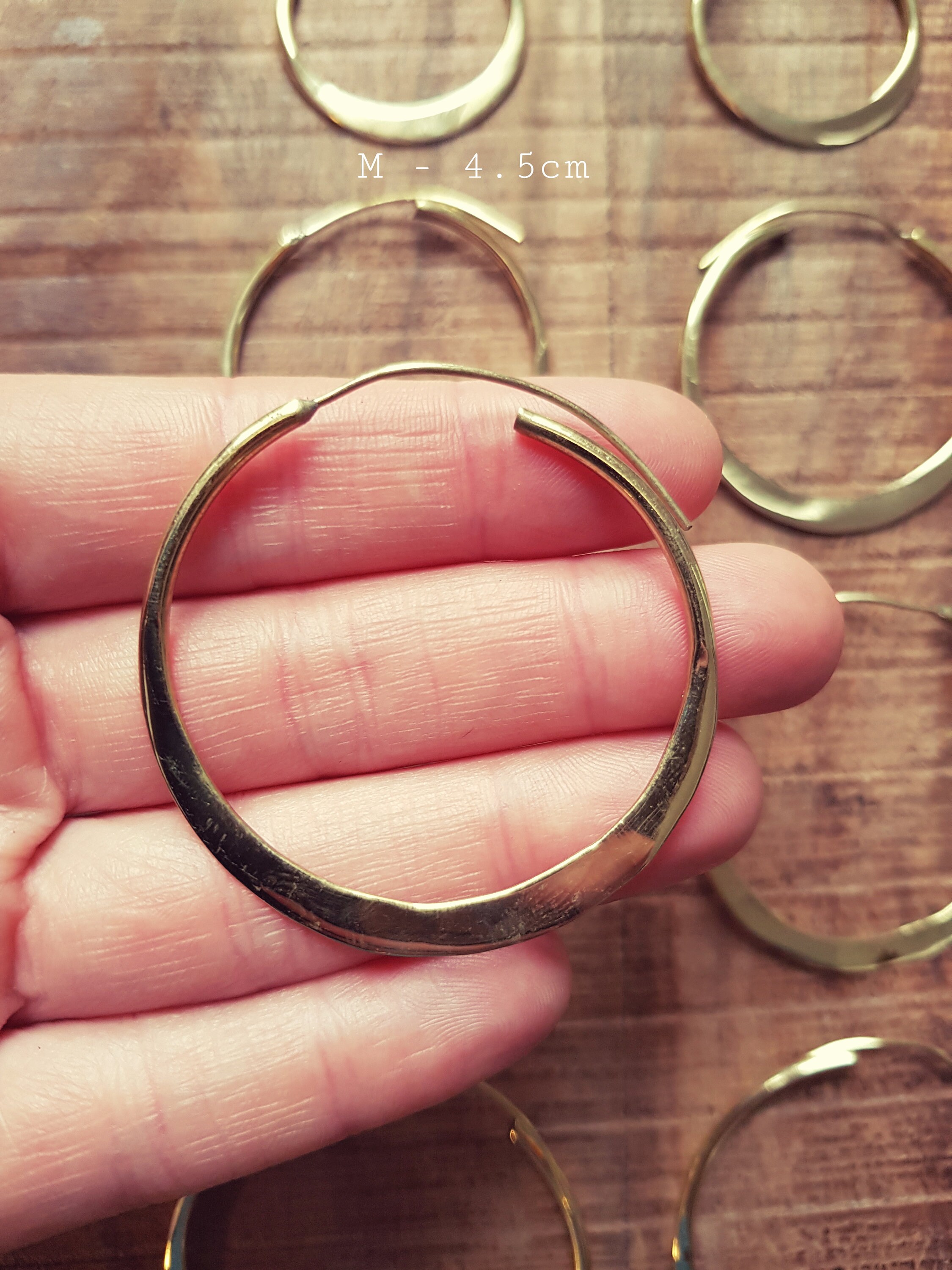 Rustic Gold Hoops / Hammered Flat / Brass Hoops / Ethnic Boho | Etsy