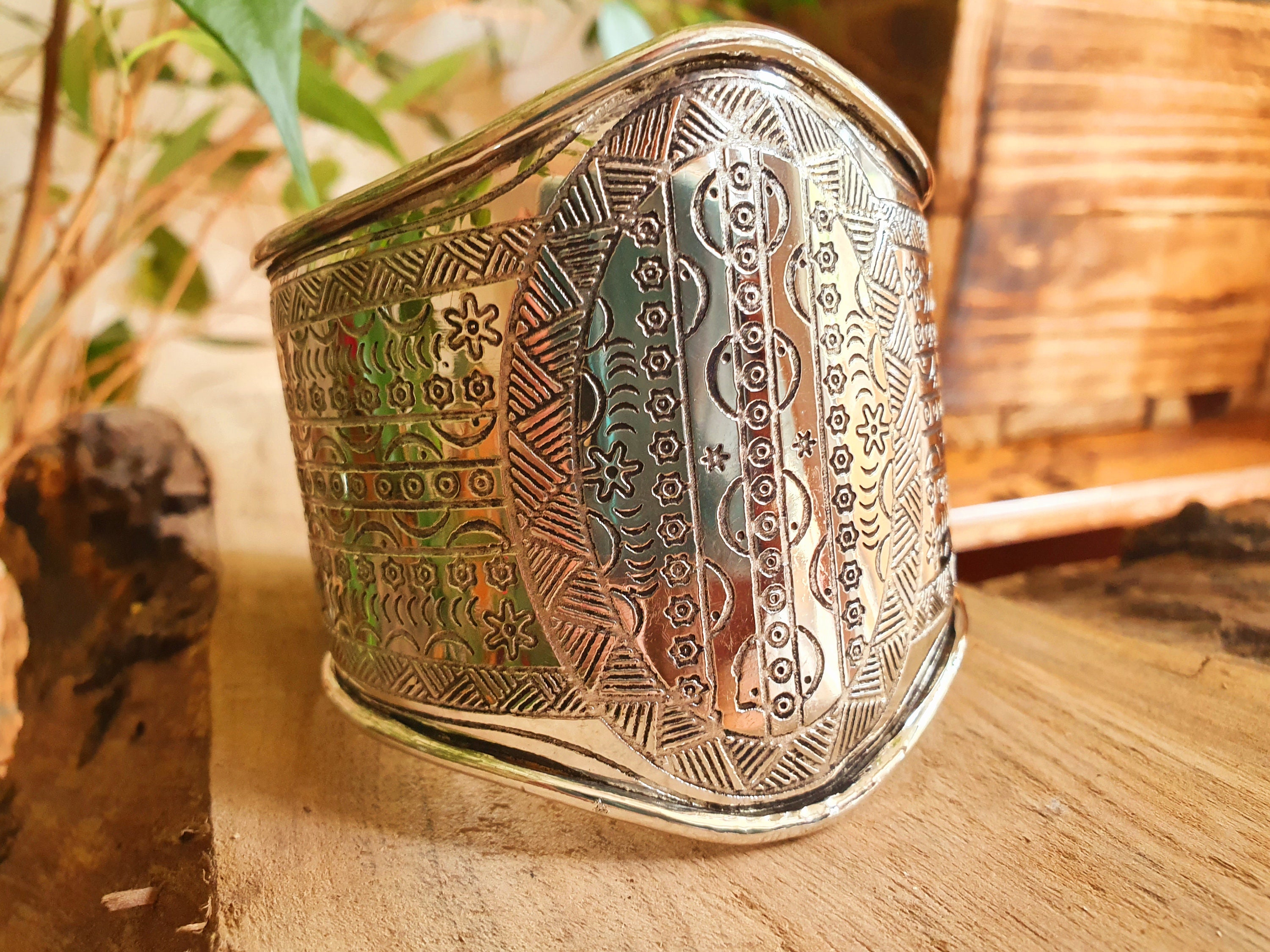 Aztec Silver Cuff Bracelet / Tribal / Inca / Mens / Unisex / Boho ...