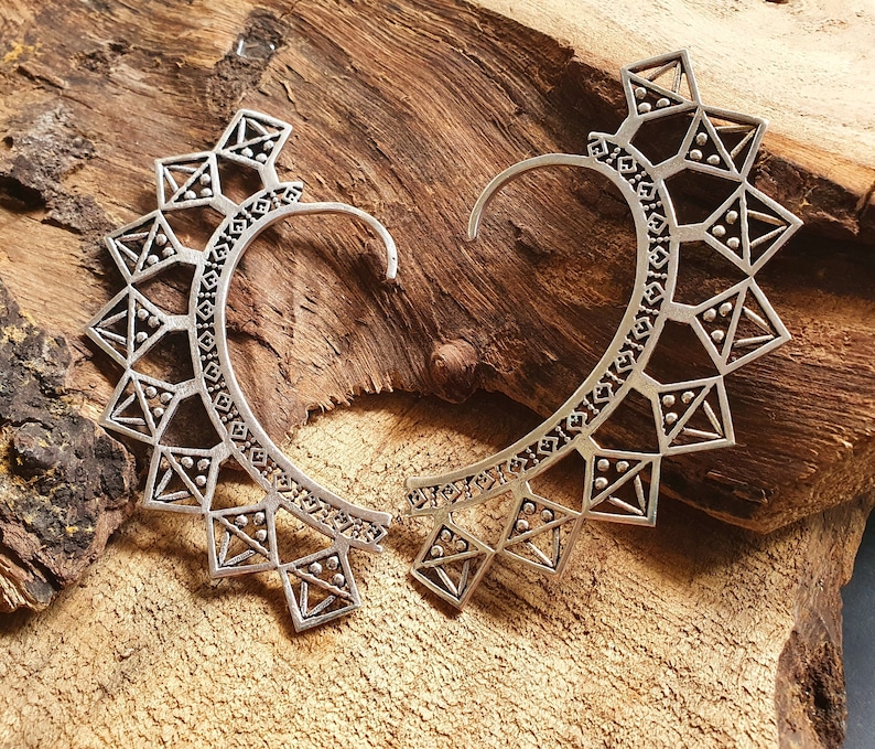 Ear Cuff Silver Aztec Triangles Design / Tribal / Boho / - Etsy