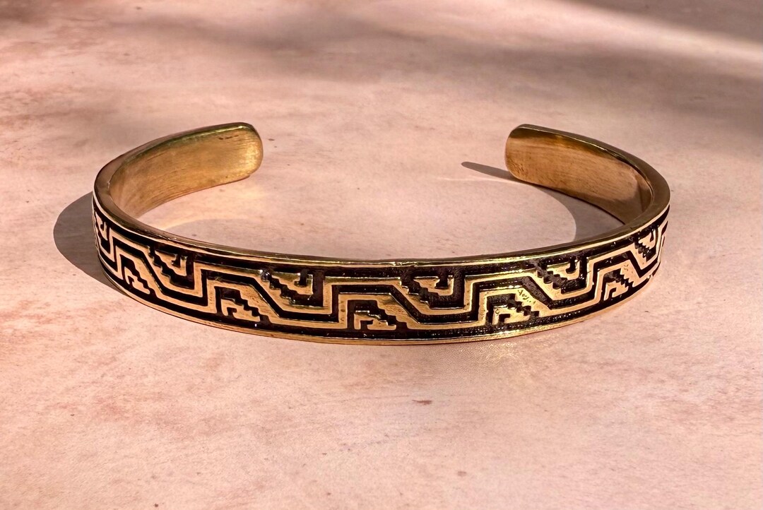 Bracelet Tribal Symbols Native Markings / Bangle / Cuff / Unisex / Boho ...