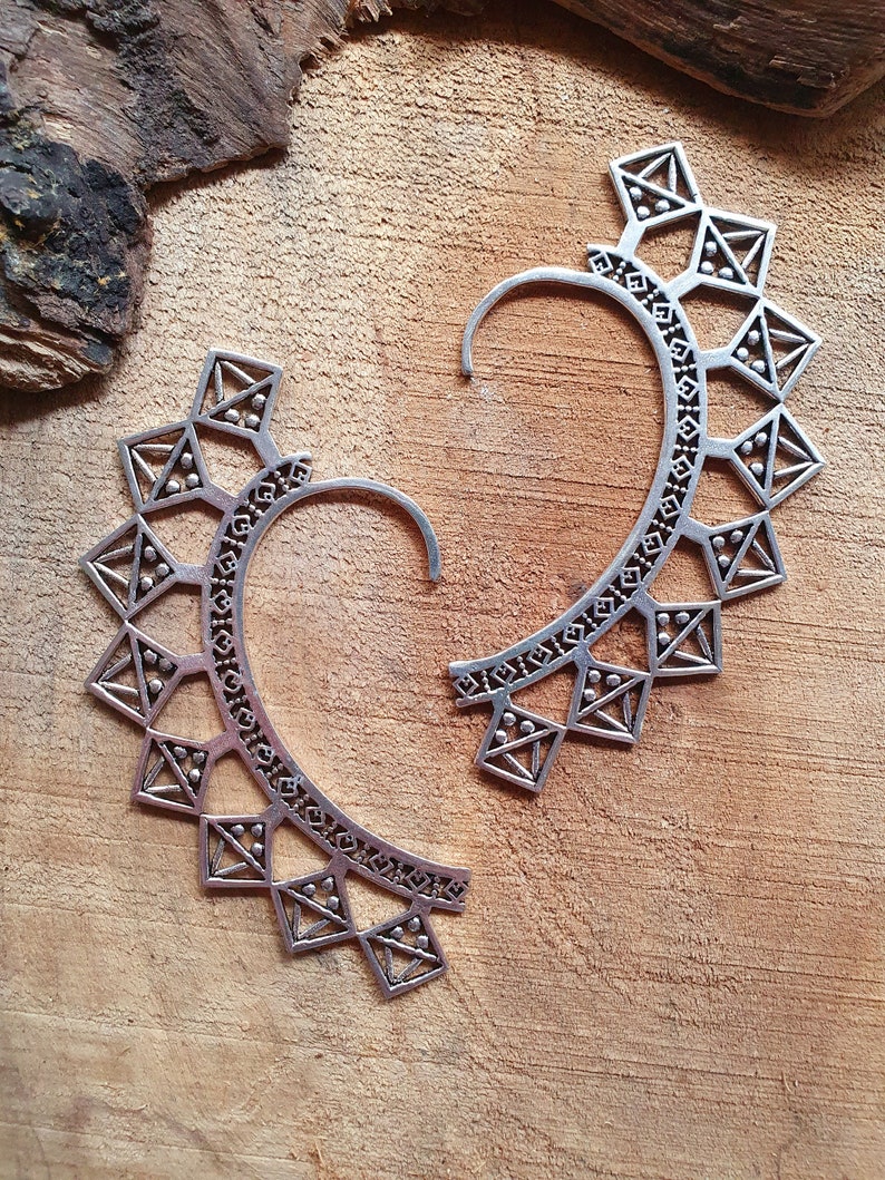 Ear Cuff Silver Aztec Triangles Design / Tribal / Boho / - Etsy