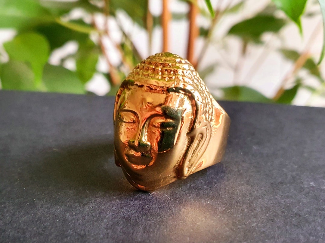 Gold Buddha Ring / Signet Ring / Buddhist / Yoga / Unisex / Mens Ring ...