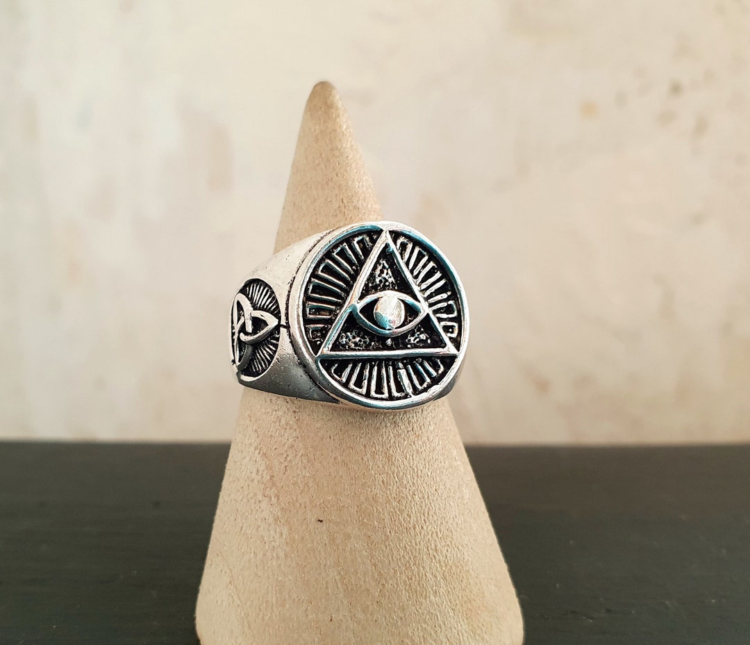Silver Eye of Providence Ring / Mens Ring / Illuminati / Signet Ring ...