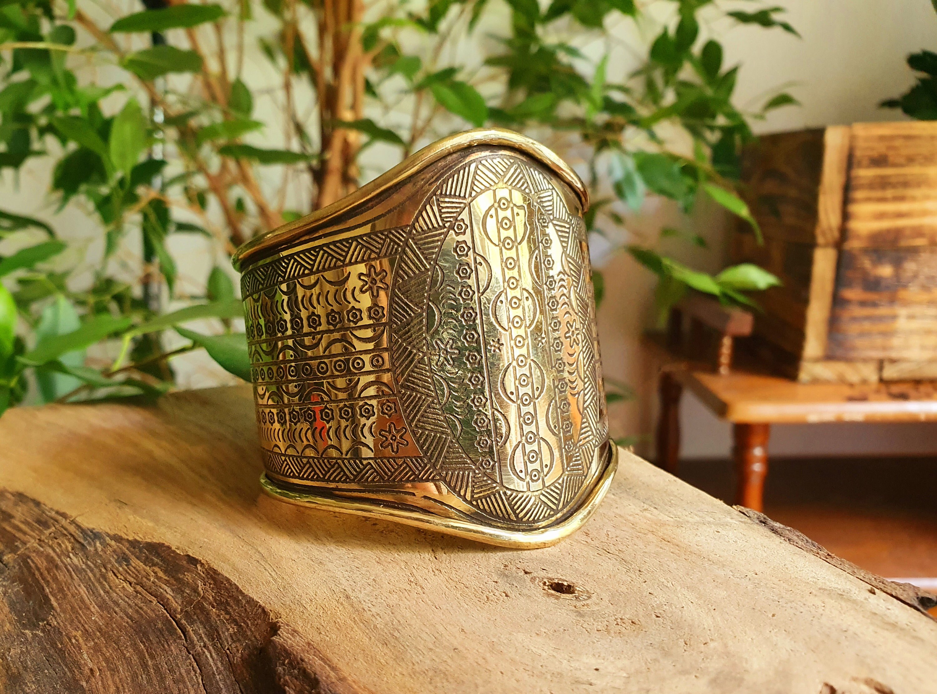 Aztec Brass Cuff Bracelet / Tribal / Inca / Mens / Unisex / Boho ...