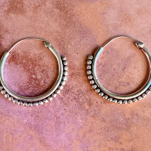 Boho Silver Hoop Earrings / Ethnic Hoops / Rustic / Yoga / Festival ...