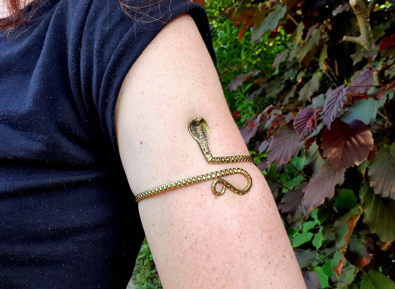 Snake Arm Bracelet Brass, Snake Head Armlet Gold Tone Brass, Bohemian ...