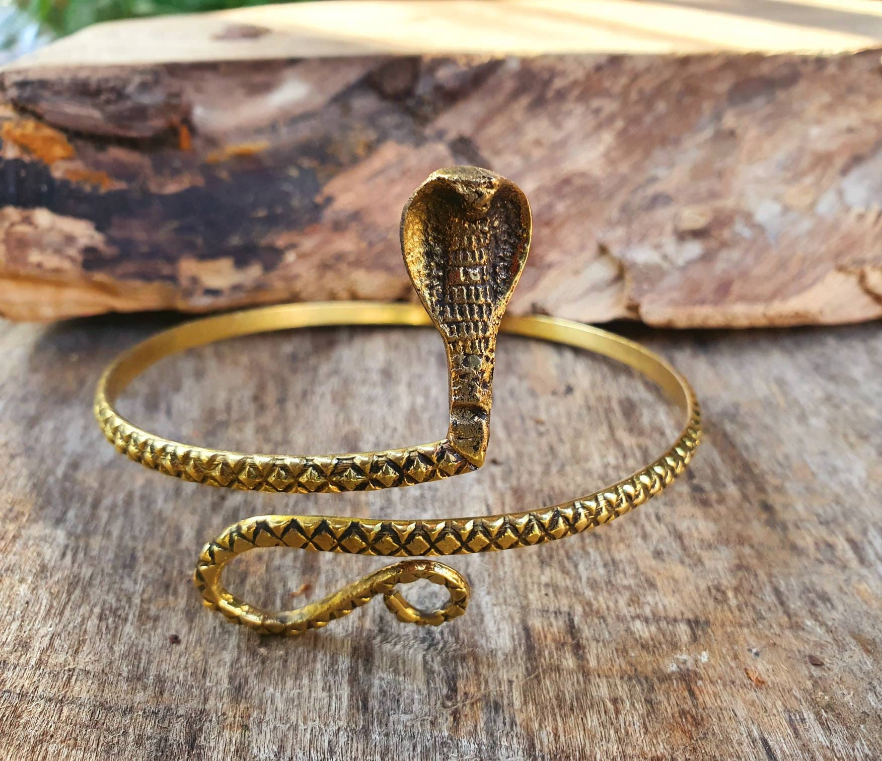 Snake Arm Bracelet Brass, Snake Head Armlet Gold Tone Brass, Bohemian ...