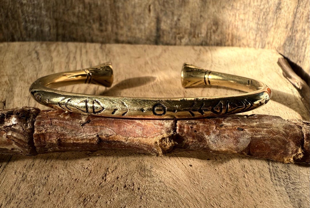 Bracelet Tribal Symbols Native Markings / Bangle / Cuff / Unisex / Boho ...