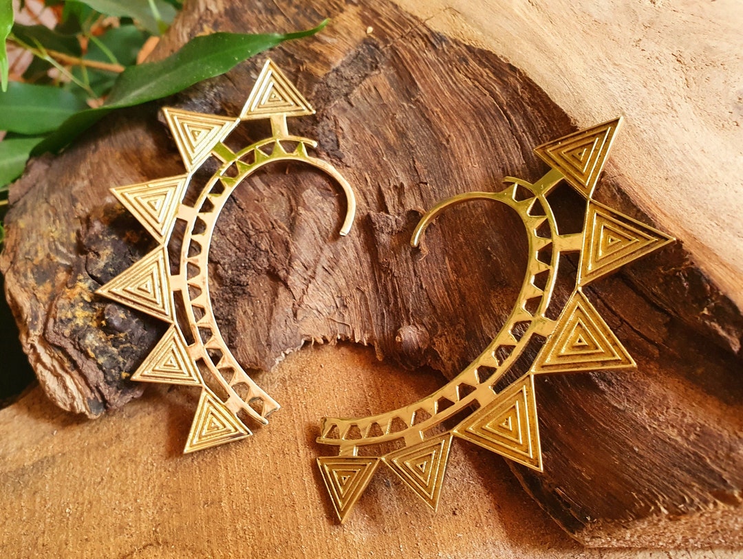 Ear Cuff Brass Aztec Triangles Design / Tribal / Boho / Unisex / Mens ...