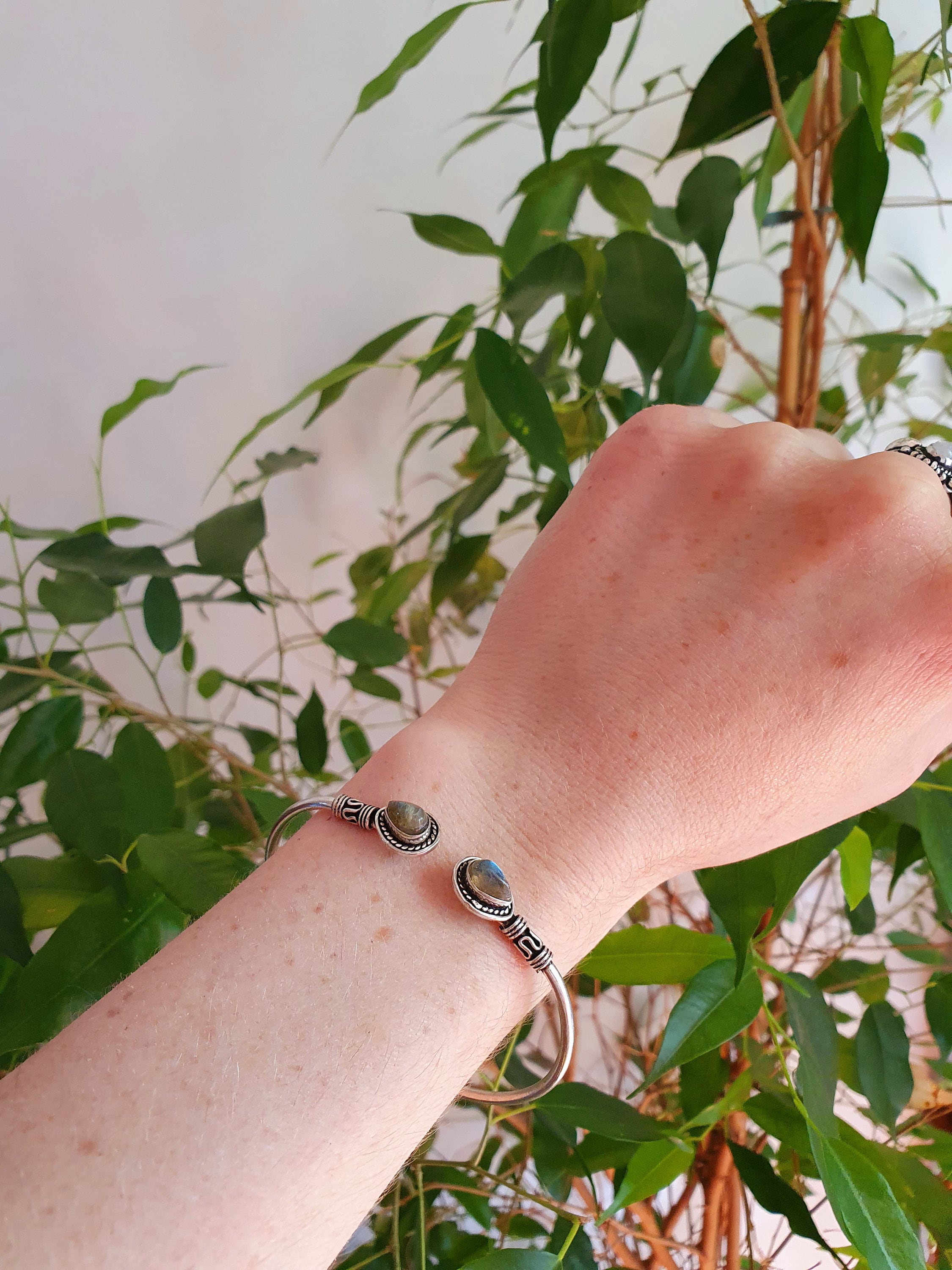 Bali Bracelet Jonc Boho / Argent / Labradorite / Bangle / Tribal ...