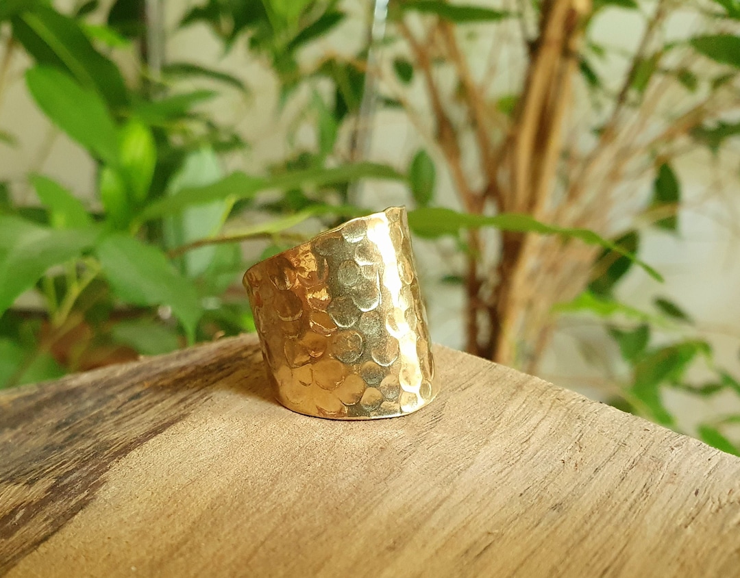 Hammered Boho Brass Ring / Bohemian / Ethnic / Psy / Rustic / Tribal ...