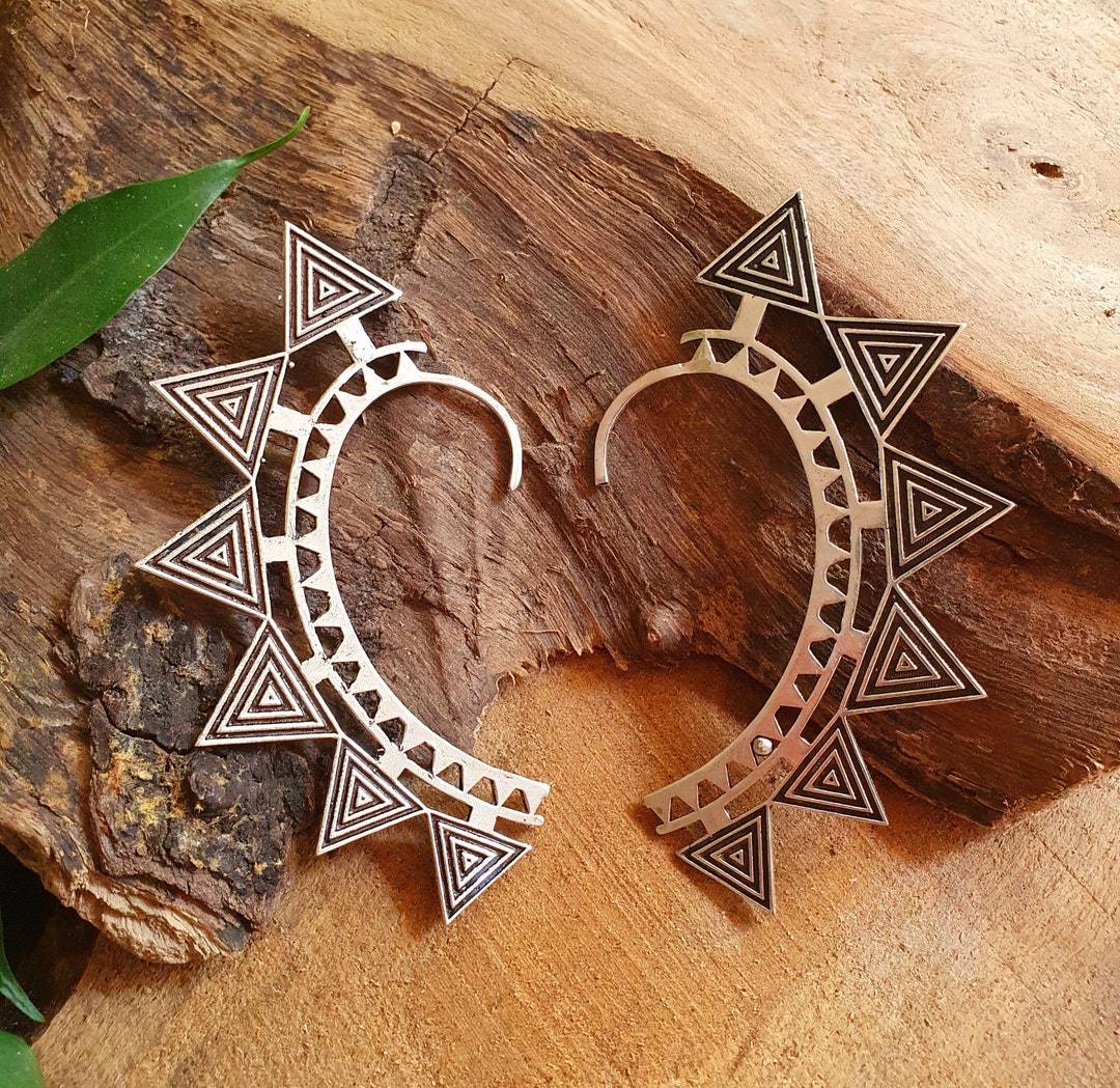 Ear Cuff Silver Aztec Triangles Design / Tribal / Boho / Unisex / Mens ...