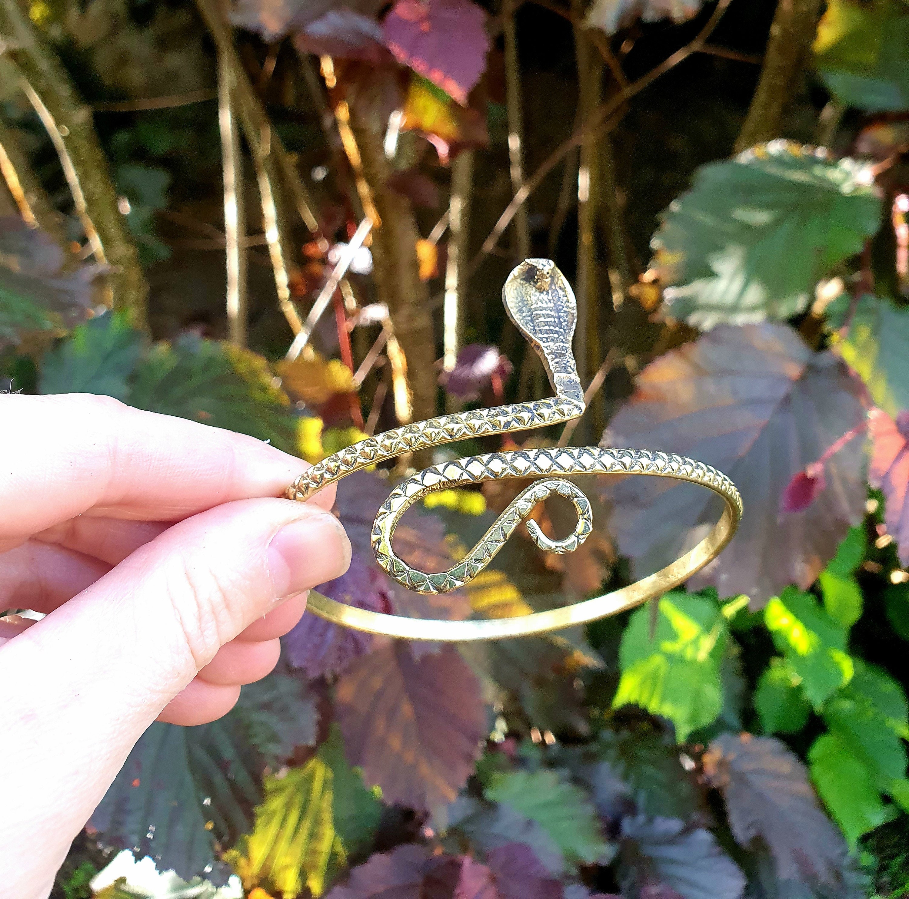 Snake Arm Bracelet Brass, Snake Head Armlet Gold Tone Brass, Bohemian ...