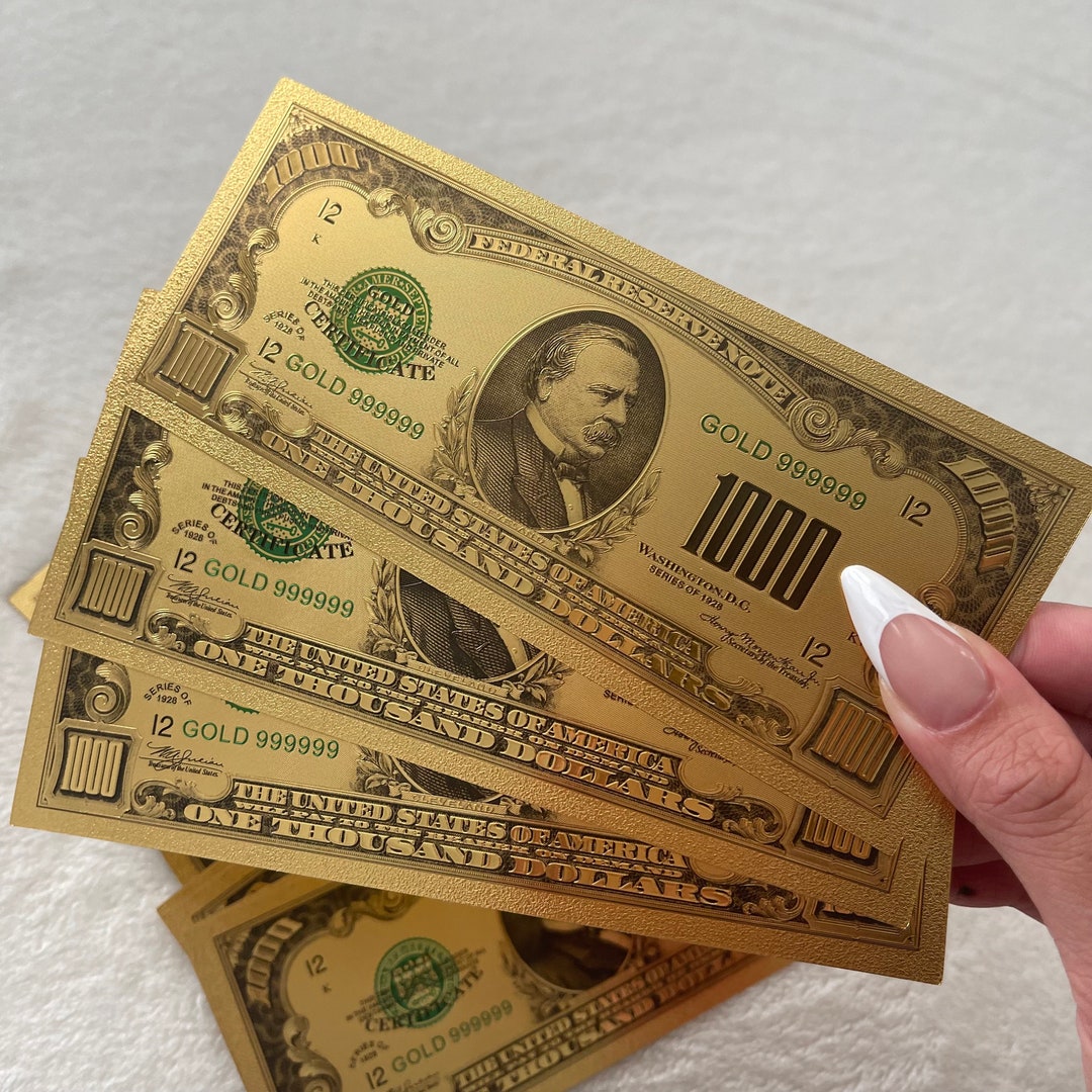 1k Gold Foil Banknote Placeholder, Cash Envelope, Sinking Funds, Money ...