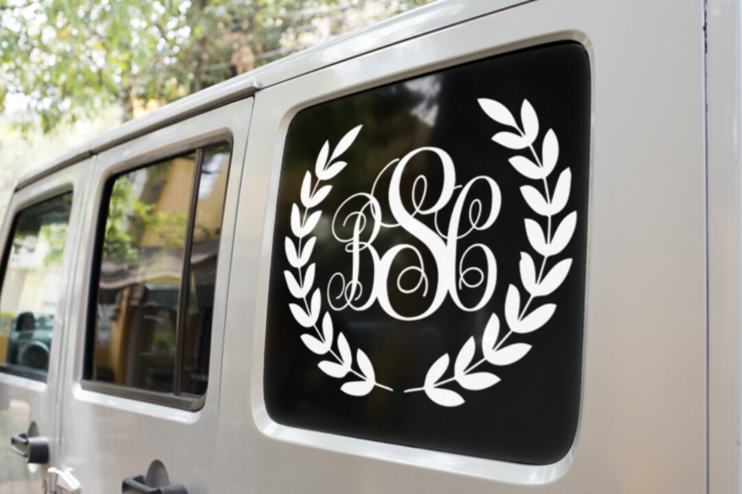 Custom Laurel Leaf Monogram Decal Personalized Vinyl Sticker Car/truck ...