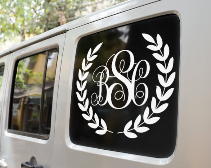 Custom Laurel Leaf Monogram Decal Personalized Vinyl Sticker Car/truck ...