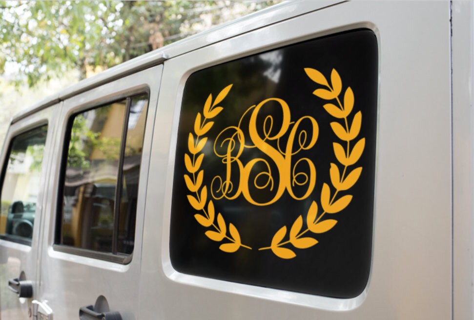 Custom Laurel Leaf Monogram Decal Personalized Vinyl Sticker - Etsy