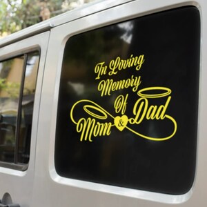 In Loving Memory Decal, Mom and Dad Memorial Decal, Car Decal, Truck ...