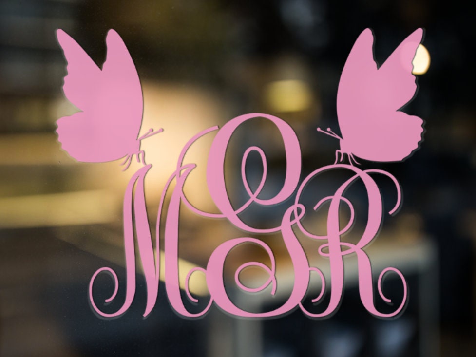 Custom Butterfly Monogram Personalized Vinyl Decal Sticker Car/truck ...