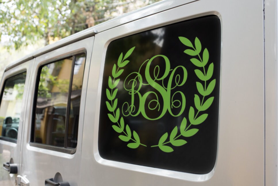 Custom Laurel Leaf Monogram Decal Personalized Vinyl Sticker Car/truck ...