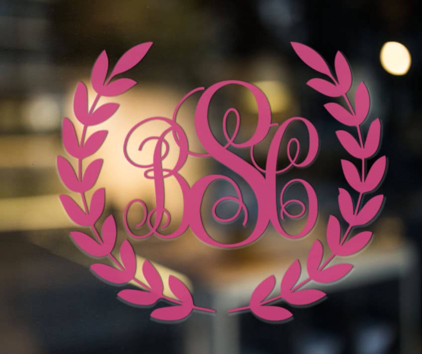 Custom Laurel Leaf Monogram Decal Personalized Vinyl Sticker Car/truck ...