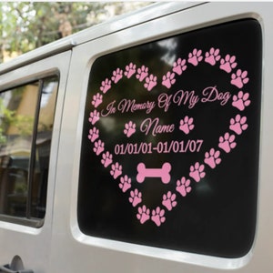 In Loving Memory of My Dog Custom Memorial Decal, Car Decal, Truck ...