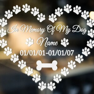 In Loving Memory of My Dog Custom Memorial Decal, Car Decal, Truck ...