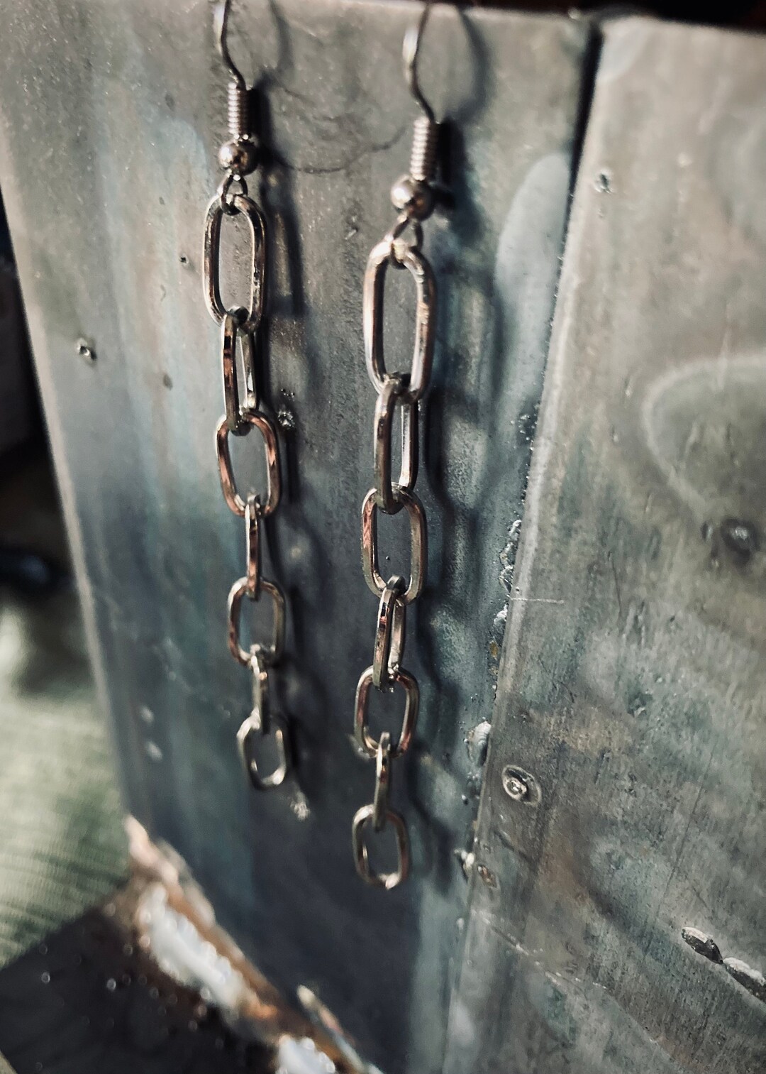 Silver Chain Earrings | Rocker Earrings | Metal Earrings | Pink ...