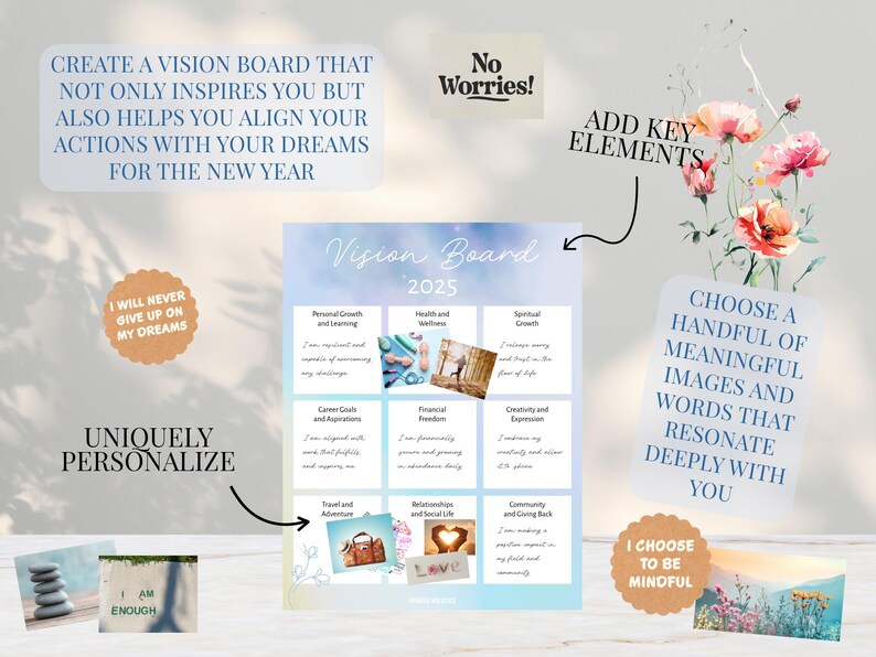 2025 Vision Board Printable, Goal Setting Template (digital Download ...