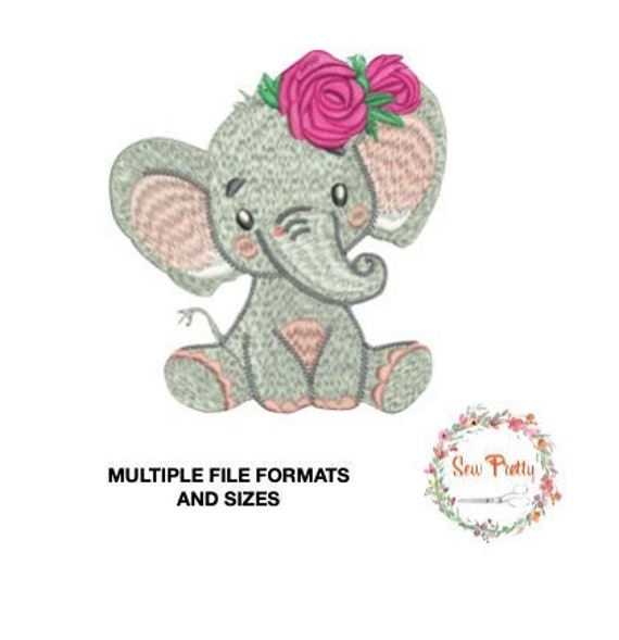 Baby Elephant Machine Embroidery File Cute - Etsy
